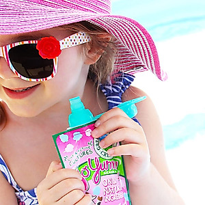 ChooMee SoftSip Food Pouch Top | Baby Led Weaning | No Spill Flow Control Valve, Protects Childs Mouth, 100% Silicone, BPA Free | 2CT Aqua Purple