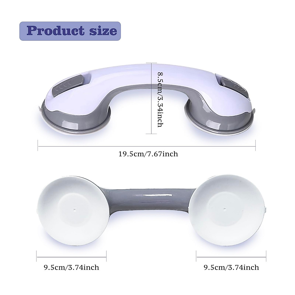 2 Pack Grab Bars for Showers - Shower Handle Strong Suction Shower Bar, Safety Grab Bars for Bathtubs and Showers Chair for Inside Shower Accessories, Bathroom Grab Bar for Seniors, Handicap,Elderly