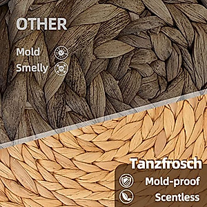 8 Pack Woven Placemats for Dining Table Round Natural Water Hyacinth Placemats Wicker Seagrass Rattan Placemats Heat Resistant Non-Slip Weave Mat Handmade (12" Round)