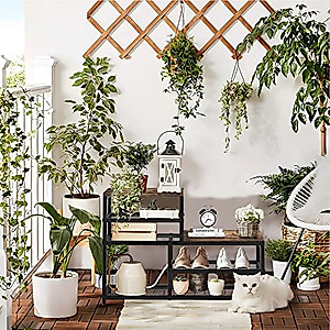 Shoe Rack Bench Shoe Storage Organizer with Seat, 5-Tier Industrial Free Standing Shoe Rack for Entryway, Narrow Shoe Rack Organizer Shelves for High Heels, Entryways, Hallways, Closets,Brown