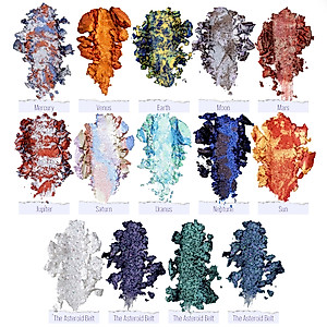 Tintark Galactic Assemble Eyeshadow Palette 14 Colors Glitter Shimmer Metallic Eye Shadow Pallet Brown Blue Galaxy Eye Makeup Palettes Create Space-like Eyes Make up Vegan & Talc Free