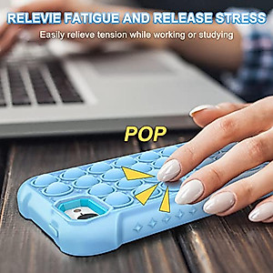 Lamcase for iPod Touch 7/6/5 Case, Push Pop Bubble Stress Relief Cute Funny Design Soft Silicone Three Layer Shockproof Protective Girls Women Cover for iPod Touch 5/6/7th Generation, Blue