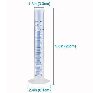 10Pack 100ml Plastic Graduated Cylinder, Plastic Measuring Cylinder Set, 2-Sided Marking Lab Cylinders, Clear Science Measuring Cylinder for Home and School Science, Laboratory Supplies