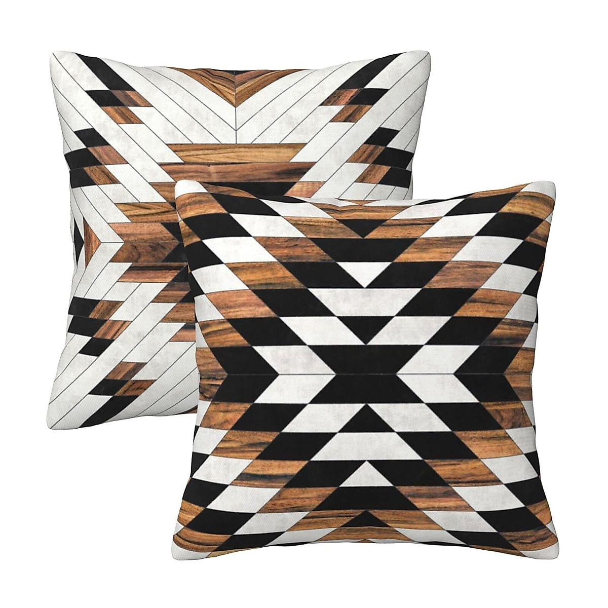 Tribal Aztec Western Wooden Native American Indian Farmhouse Throw Pillow Covers 18x18 in Pillow Case Soft Cushion Pillow Covers Set of 2 for Sofa Bed Bedroom Living Room Home Decor