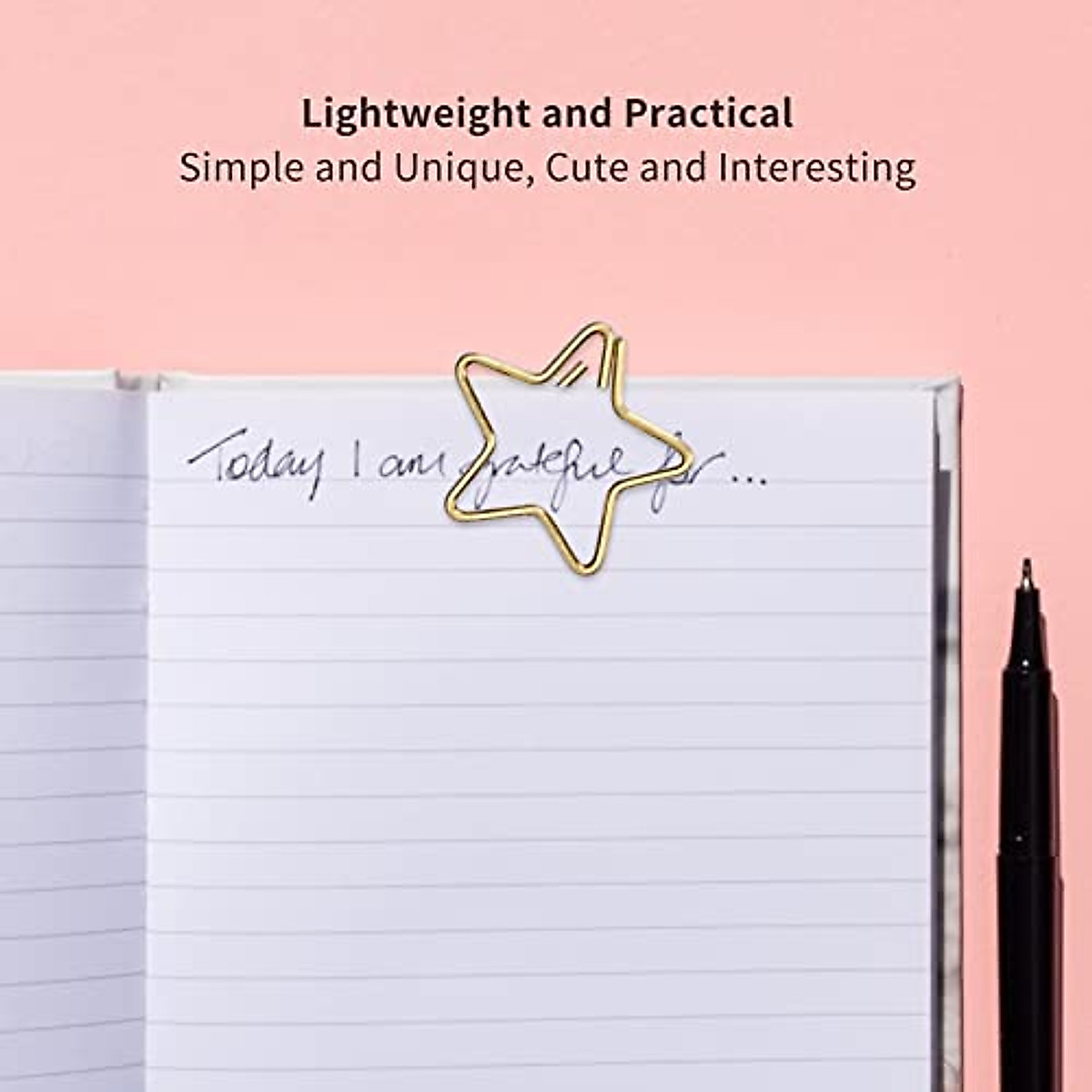 40Pcs Cute Paper Clips, Gold Paper Clips Star Shaped Paper Clip Fun Paper Clips Small Paper Clips Mini Bookmark Clips with 2 Clear Boxes