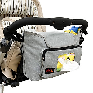 .p U-By Baby Stroller Organizer with Cup Holder - Diaper Bag Organizer with Detachable Shoulder Strap - Stroller Bag Organizer for Bottle, Diapers, Toys, Baby Accessories - Fits All Strollers