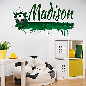 Personalized Name Soccer Ball Wall Decal - Custom Soccer Wall Sticker -Custom Name Soccer Wall Art with Paint on The Wall Effect Wall Decals- Wall Decal for Home Nursery Decor (Wide 40"x23" Height)