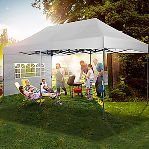 COBIZI 10x20 Pop up Canopy Tent Heavy Duty with 6 Sidewalls, Easy Set-up Commercial Outdoor Party Tent, 100% Waterproof Wedding Tent Gazebo, 3 Height Adjustable with Wheeled Bag,White