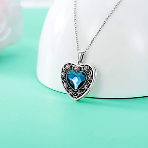 AOBOCO Heart Locket Necklace That Holds Pictures Sterling Silver Flower Lockets Jewelry for Women - Always in My Heart