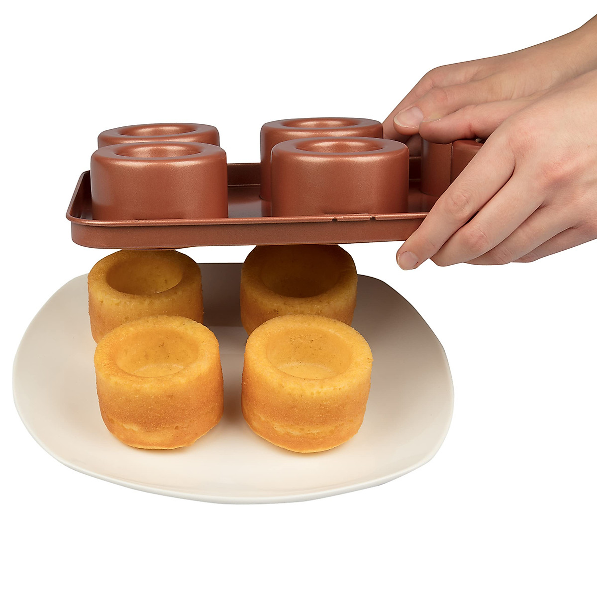 COOK'S CHOICE 2-In-1 Better Baker Edible Food Bowl & Muffin Maker- Simply Flip to Bake six 3" Bowls or Cupcakes- Stainless Steel Non-Stick Bakeware Pan - Perfect for Appetizers & Desserts