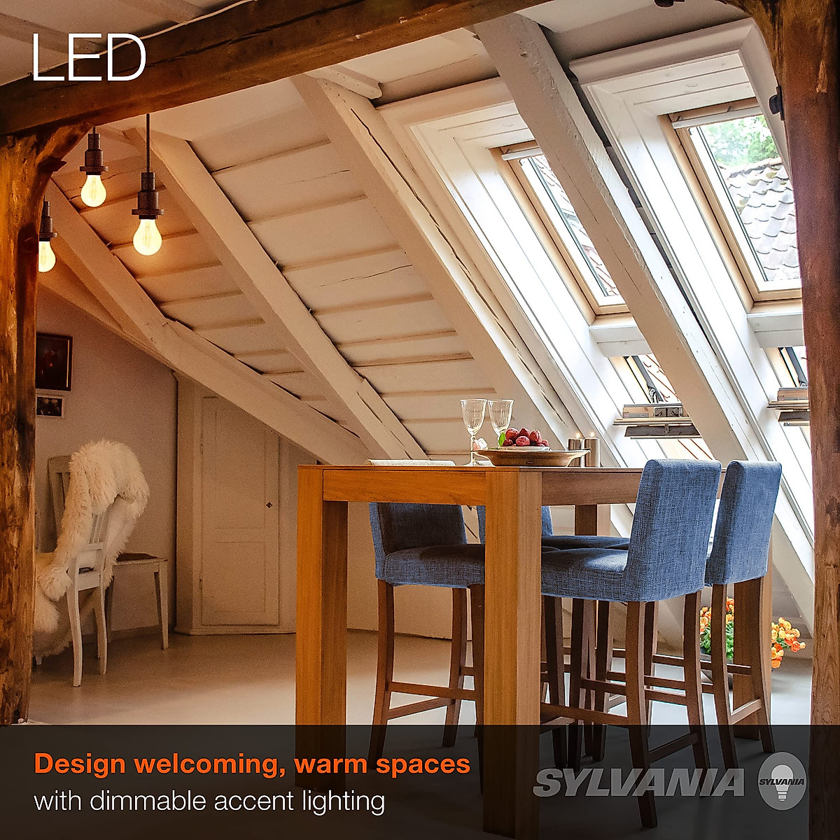 SYLVANIA A19 LED Vintage Light Bulb, 40W Equivalent Efficient 4.5W, 13 Year, 380 Lumens, Dimmable, Amber Glow - 1 Pack (75347)