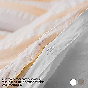 Merryfeel Seersucker Duvet Cover Set King,100% Cotton Woven Seersucker Stripe Duvet Cover Set, 3 Pieces Bedding Set - King - Light Yellow