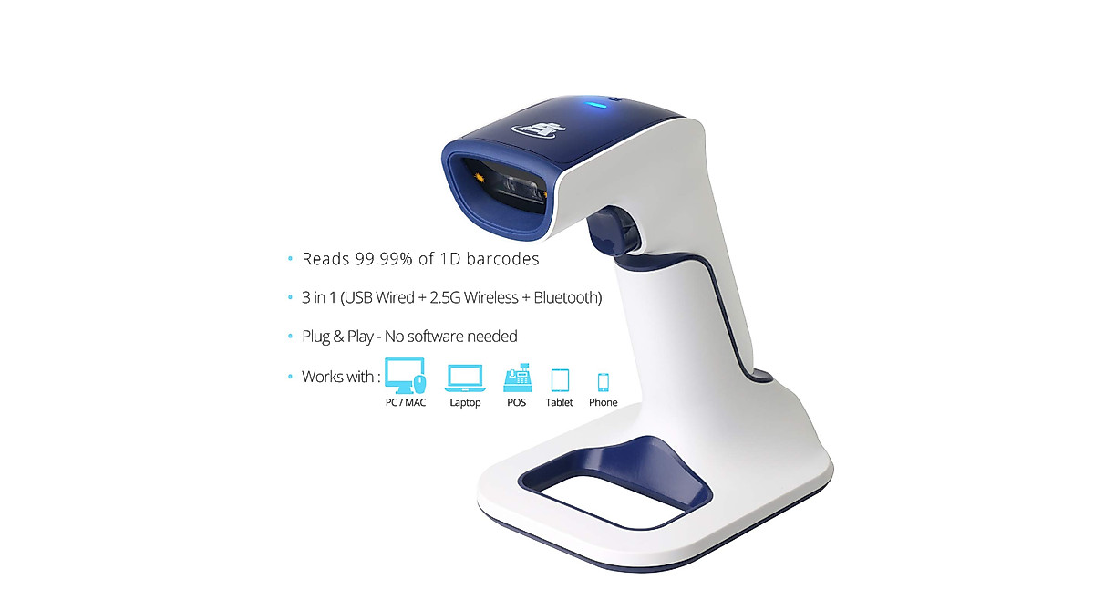 ScanAvenger Wireless 1D Barcode Scanner - Fast, Cordless & Rechargeable