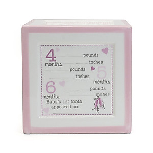 Child to Cherish New Baby Keepsake Piggy Bank, A Block to Grow On, Pink