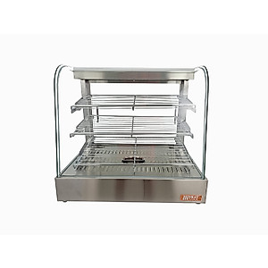 HeatMax 251823 Commercial Electric Stainless & Curved Glass Food Warmer Display Case for Pizza, Chicken, Burgers, Patties, Empanadas or any Hot Food