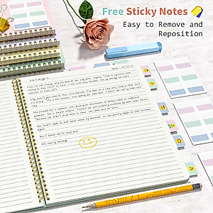 Umriox 4 Pack Lined Spiral Journal Notebook, 160 Pages 8.5" x 11" College Ruled Spiral Notebook with Sticky Tabs, Large Notebook for Work, Travel Journal, School