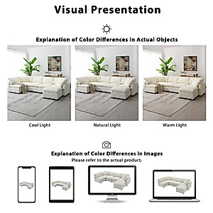 Oversized Modular Sectional Sofa, Convertible Queen Sleeper Sofa Bed, Deep 6 Seater Comfy Chenille Cloud Couch, Sectional Couch with Double Chaise for Living Room, Free Combination (Beige)