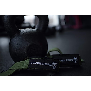 Gymreapers Lifting Wrist Straps for Weightlifting, Bodybuilding, Powerlifting, Strength Training, & Deadlifts - Padded Neoprene with 18" Cotton (Military Green)
