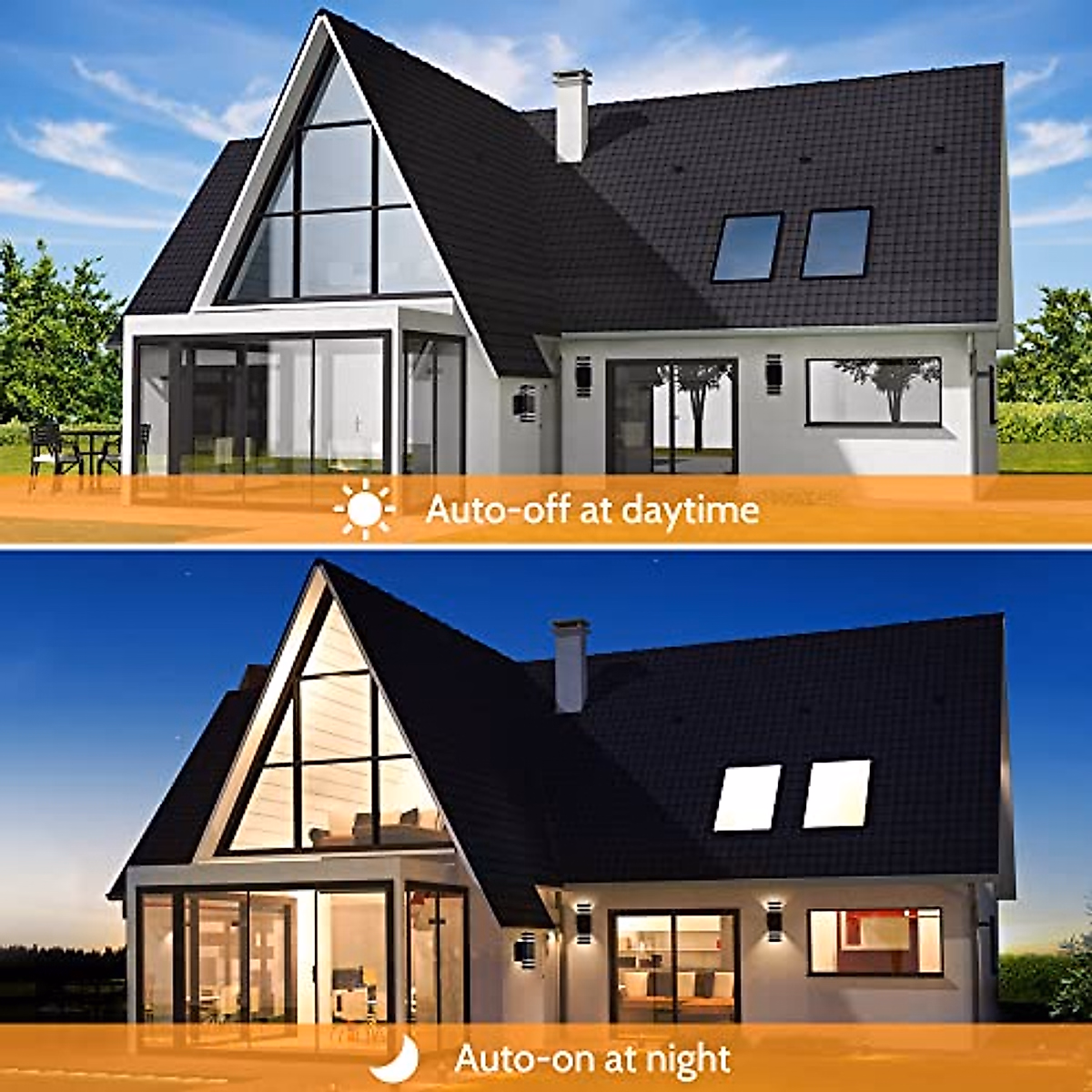 HIHUOS Porch Lights with Outlet, Dusk to Dawn Exterior Light Fixture, Waterproof Outdoor Wall Lantern, Anti-Rust Up and Down Outside Sconce Lighting Fixture for House Garage Patio Park