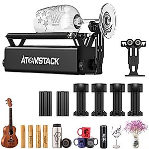 ATOMSTACK R3 Pro Laser Rotary Roller, Engraving Auxiliary Module for Laser Engraver, 360° Y-axis Rotating Roller for Carving of Goblet/Cylindrical/Round/Oversized Objects (R3 Pro Rotary Roller)