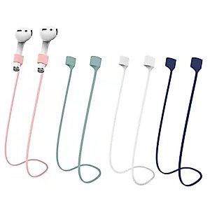 BUISAMG Magnetic Anti-Lost Straps for AirPods, Soft Silicone Sports Lanyard, Neck Rope Cord -(4-Pack) Wireless Headphones Anti-Lost Rope (Green Pink White Blue)