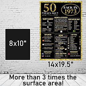 Back In 1973 Party Poster- Large 14x19.5 in Laminated.- Black and Gold - 50th Birthday Gifts, Wedding Anniversary, 1973 Class Reunion, Party Supplies, Party Decorations (1973 50th Gold)
