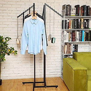 Barydat 4 Way Clothing Rack Heavy Duty Retail Clothing Display Rack with 18 Inch Slanted Arms Square Tubing 48-72 Inch Adjustable Clothes Stand for Boutique Garment Shirt Hanger, 32 x 32 Inch