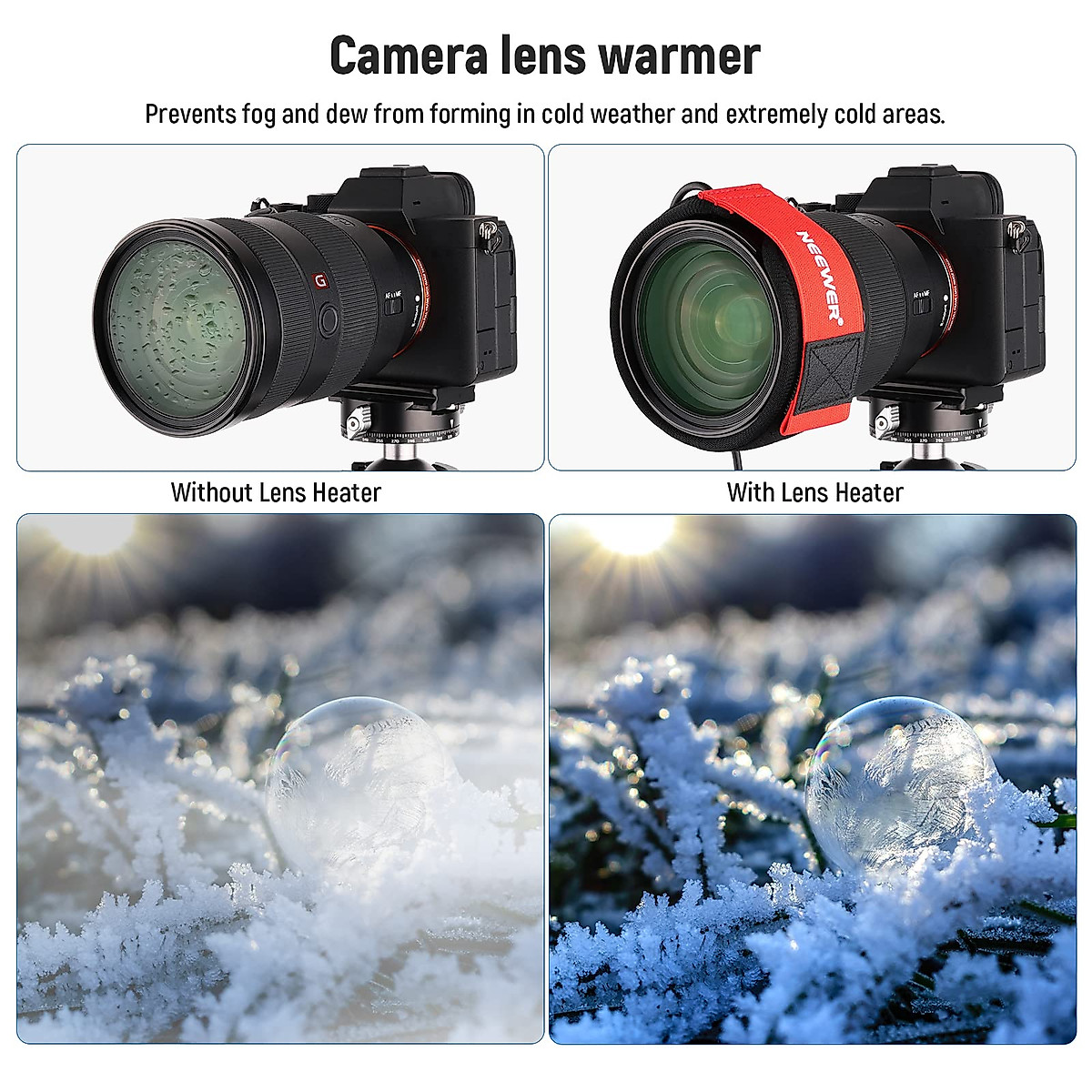 NEEWER USB Lens Heater, 12"/300mm Lens Warmer for DSLR Camera and Telescope, 3 Temperature Regulator Settings, Dew Heater Strip Prevents Dew, Fog & Condensation for Telescope Camera Astrophotography