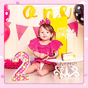 Glooglitter Mouse Birthday Decorations Marquee Light up Number Glowing Mouse Number Sign for 1st 2nd 3rd Boy Girl Kid Birthday Party Decorations Table Centerpieces Bedroom Wall Decor(Pink Number 2)