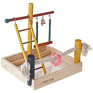 Penn-Plax Bird Life Wooden Playpen – Perfect for Parakeets, Lovebirds, and Parrotlets – Small