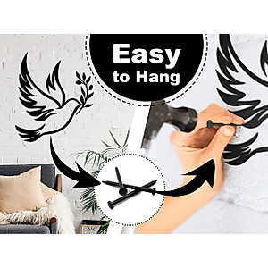 Vivegate Dove of Peace Olive Branch Metal Wall Art – Olive Branches Peace Black Outline White Dove Metal Wall Decor (Large - 15"X13", Dove)