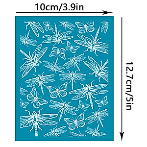 OLYCRAFT 4x5 Inch Silk Screen for Polymer Clay Dragonfly Butterfly Clay Stencils Reusable Silk Screen Stencils Non-Adhesive Transfer Stencils Mesh Stencil for Polymer Clay Jewelry Making