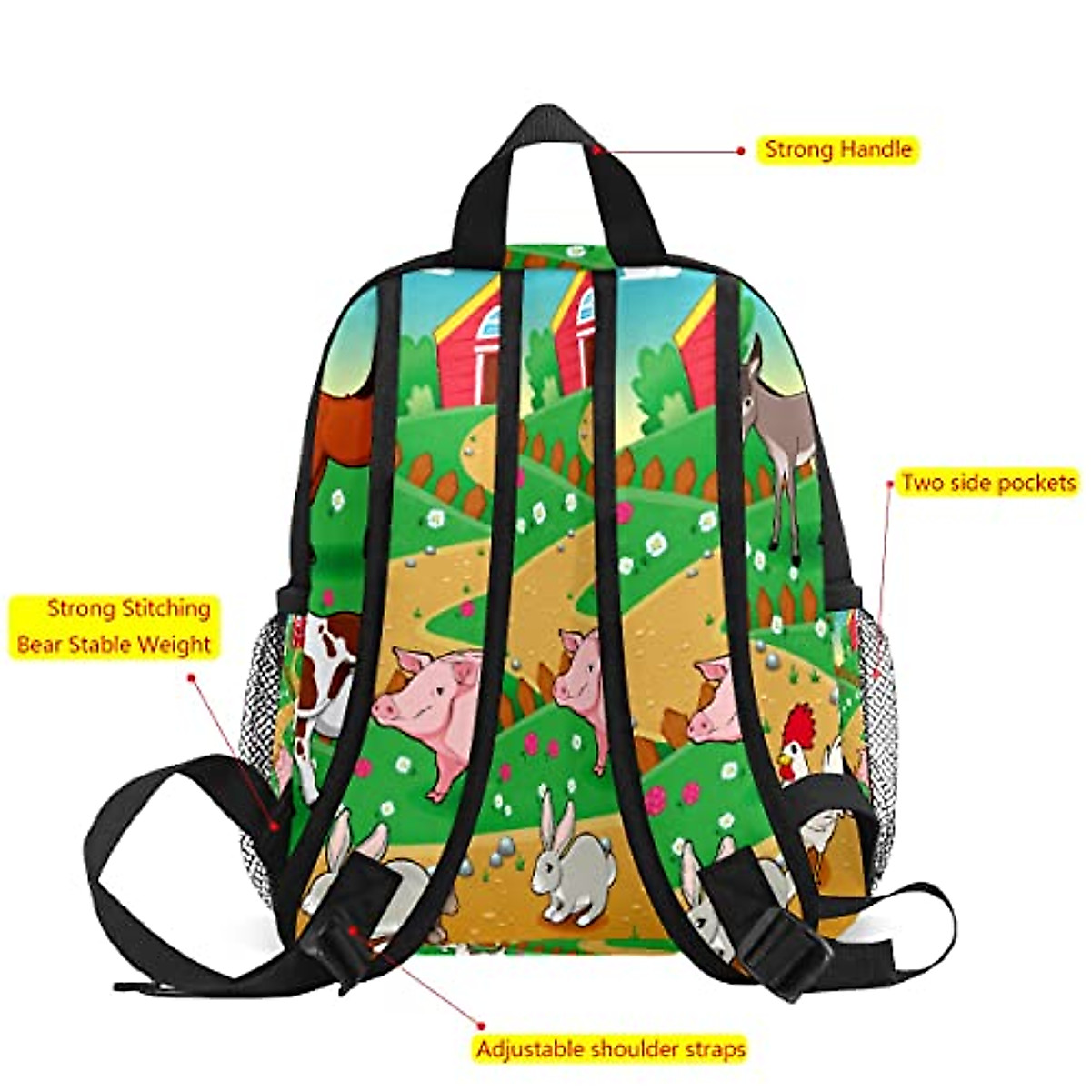 Girls Cute Mini Backpack Farm Animal Rabbit Chicken Cow Sheep Pig Horse Small Backpack School Bag Lightweight Preschool Backpacks Fashion Backpack Purse for Women Travel Bag Daypack for Girls Boys