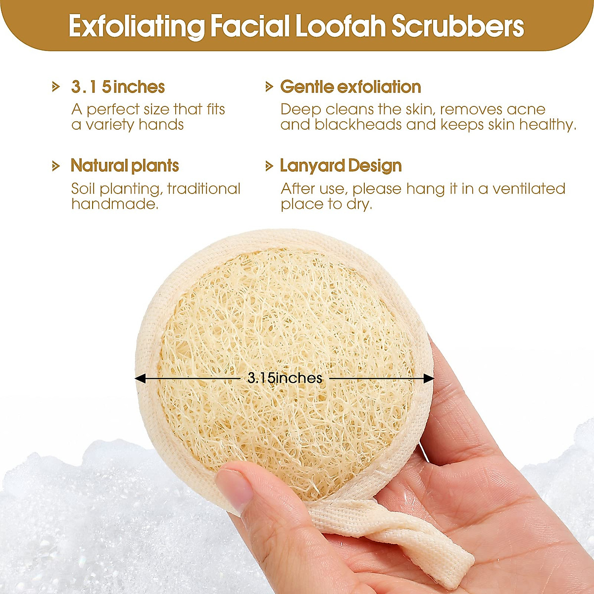 Face Exfoliating Loofah Pads Scrubber, 6 Pcs Luffa Facial Cleanser Sponges Brush, Natural loofa Exfoliator Scrub Pad for Massage Pores and Cleansing Blackheads for Men Women Without Hurting Skin