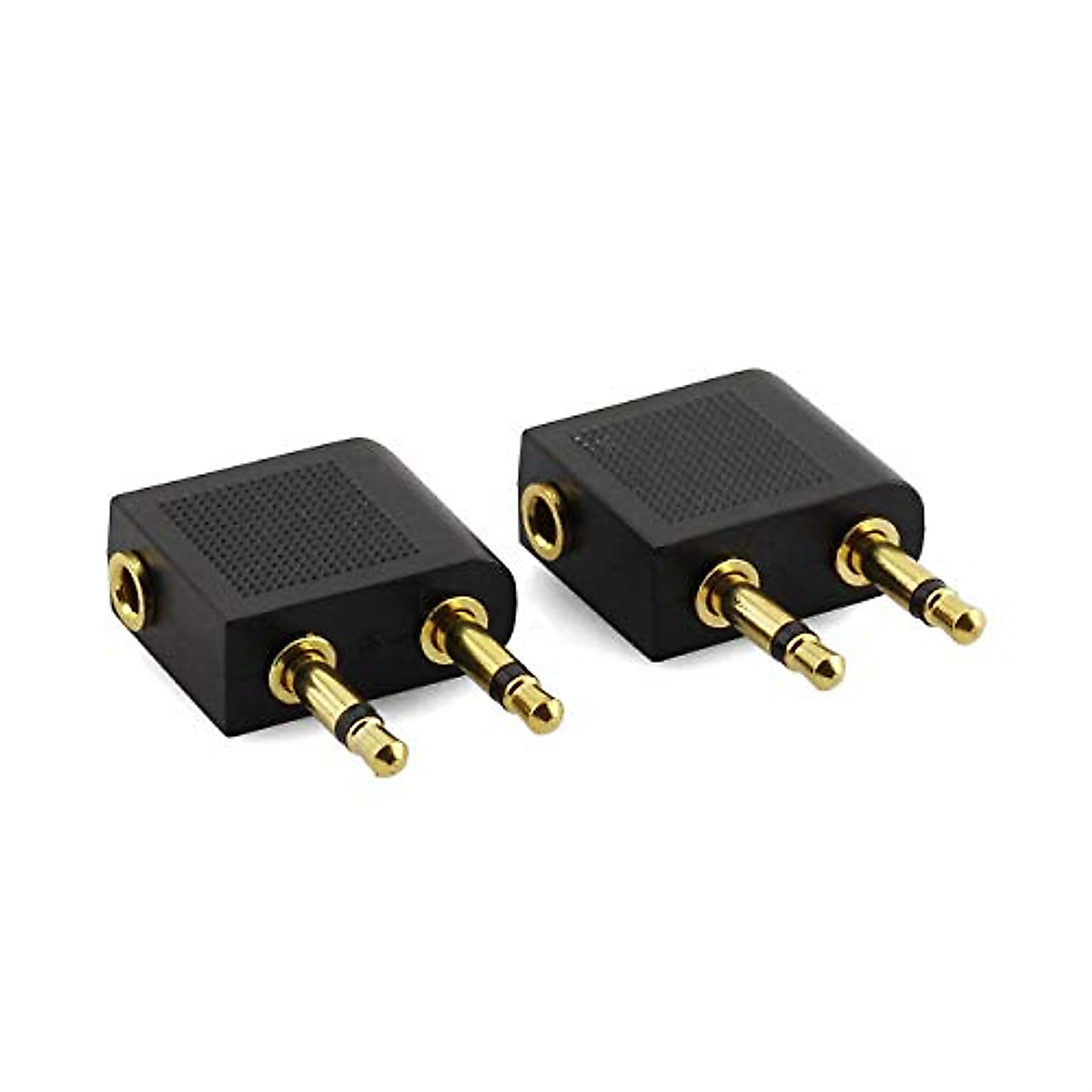ZRM&E 2-Pack 3.5mm Airplane Headphone Audio Adapter Gold-Plated Stereo AUX Jack 2 Male to 1 Female F Splitter Airline Audio Converter