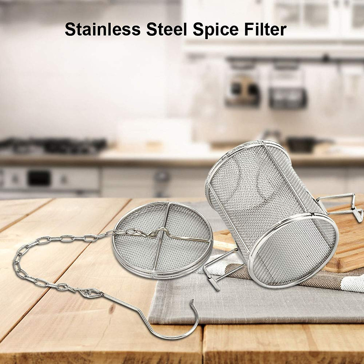 Spice Filter, Stainless Steel Wire Mesh Design Tea Strainer Soup Seasonings Seperation Basket Filter for Home Kitchen
