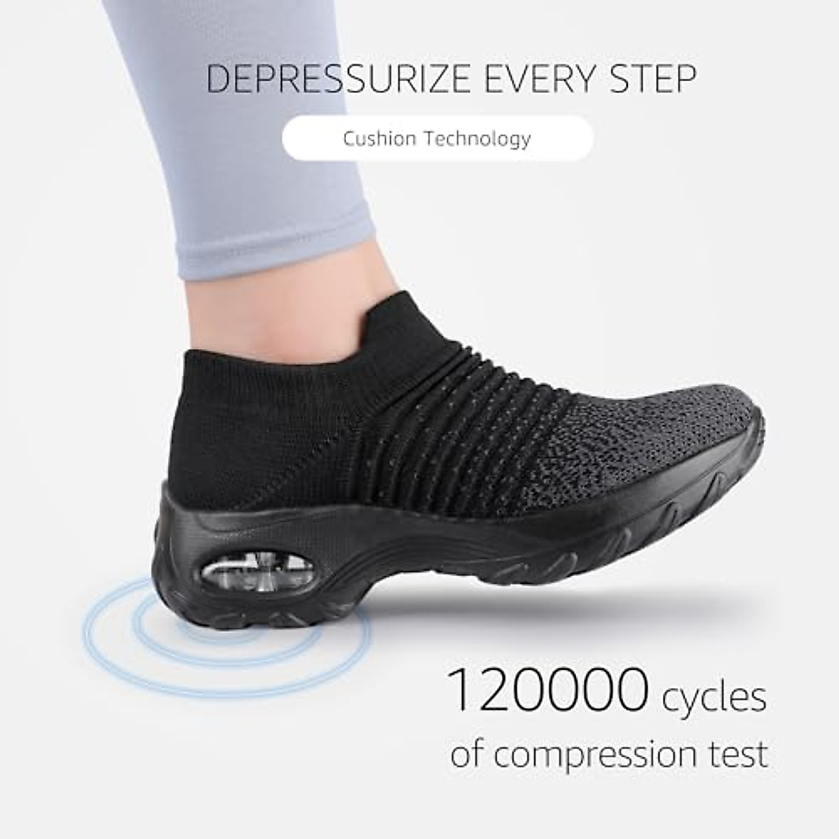STQ Womens Slip on Walking Shoes Breathable Non Slip Work Shoes Comfortable Air Cushion Orthopedic Sneakers with Arch Support Black Mix 8