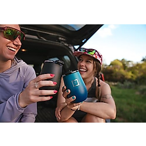 IRON °FLASK Insulated Wine Tumbler with Lid w/Leak-Proof Lid - Keeps Drinks Hot & Cold w/Double Walled, Vacuum Stainless Steel Exterior - Travel Cup - Midnight Black, 14 Oz, 2 pack