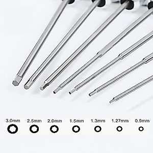 VOKOLA Drone Tool Kit -7Pcs RC Hex Driver Set – Steel 0.9mm Allen Wrench 1.27mm 1.3mm 1.5mm 2.0mm 2.5mm 3.0mm Aluminum Handle Steel Hexagon Screwdriver for traxxas RC Car Truck FPV Helicopter