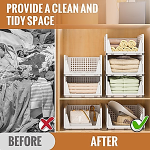 Neprock Stackable Plastic Storage Drawers for Closet Organizers and Storage,4 Pack Open Storage Bins Closet Shelf Clothes Organizer for Closet Wardrobe(4L)