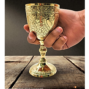 Carfar Wine Goblet Solid Brass Royal Wine Cup Handmade Goblet Medieval Decor Gothic Chalice Pack of 1