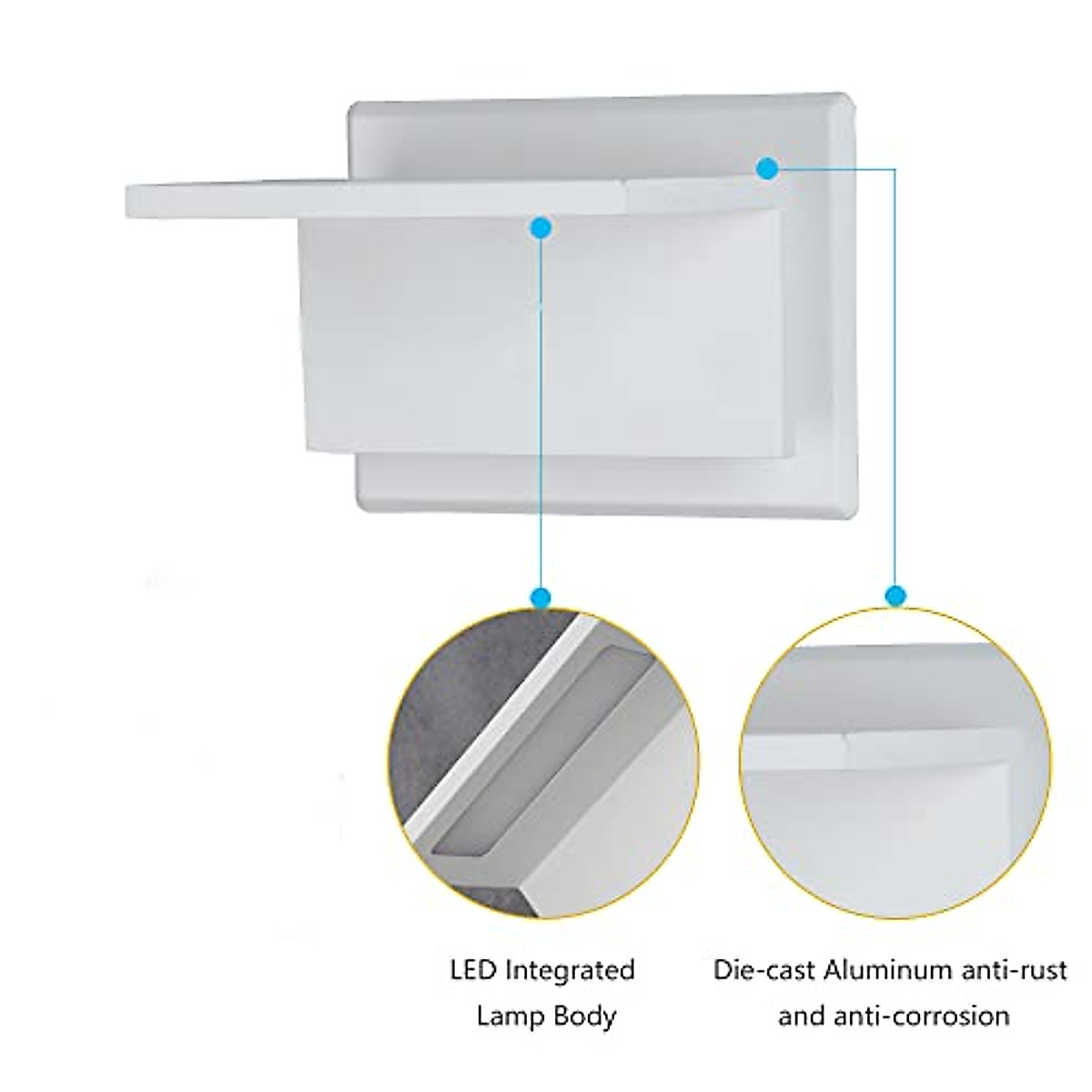 Lustrlach Outdoor Porch Wall Light Fixture Exterior White Modern LED Front Door Light with IP54 Waterproof for Garden Patio Garage,10W 3000K 680LM