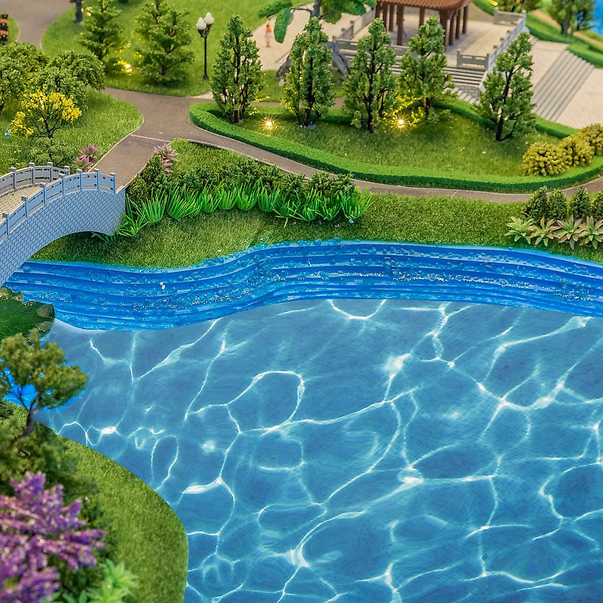 VILLCASE Ripple Water Sticker, 5 Sheets Self Adhesive Coated Paper Water Ripples Sticker, Pearlescent Ripple Stream Plastic Sheet Miniature Lake River Diorama Scene Scenery for Home Decor