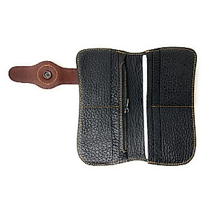 Large Concho and Print Flora Genuine Leather Women's Trifold Wallet/Cellphone Case with Exrta Wrist in 3 colors (Brown)