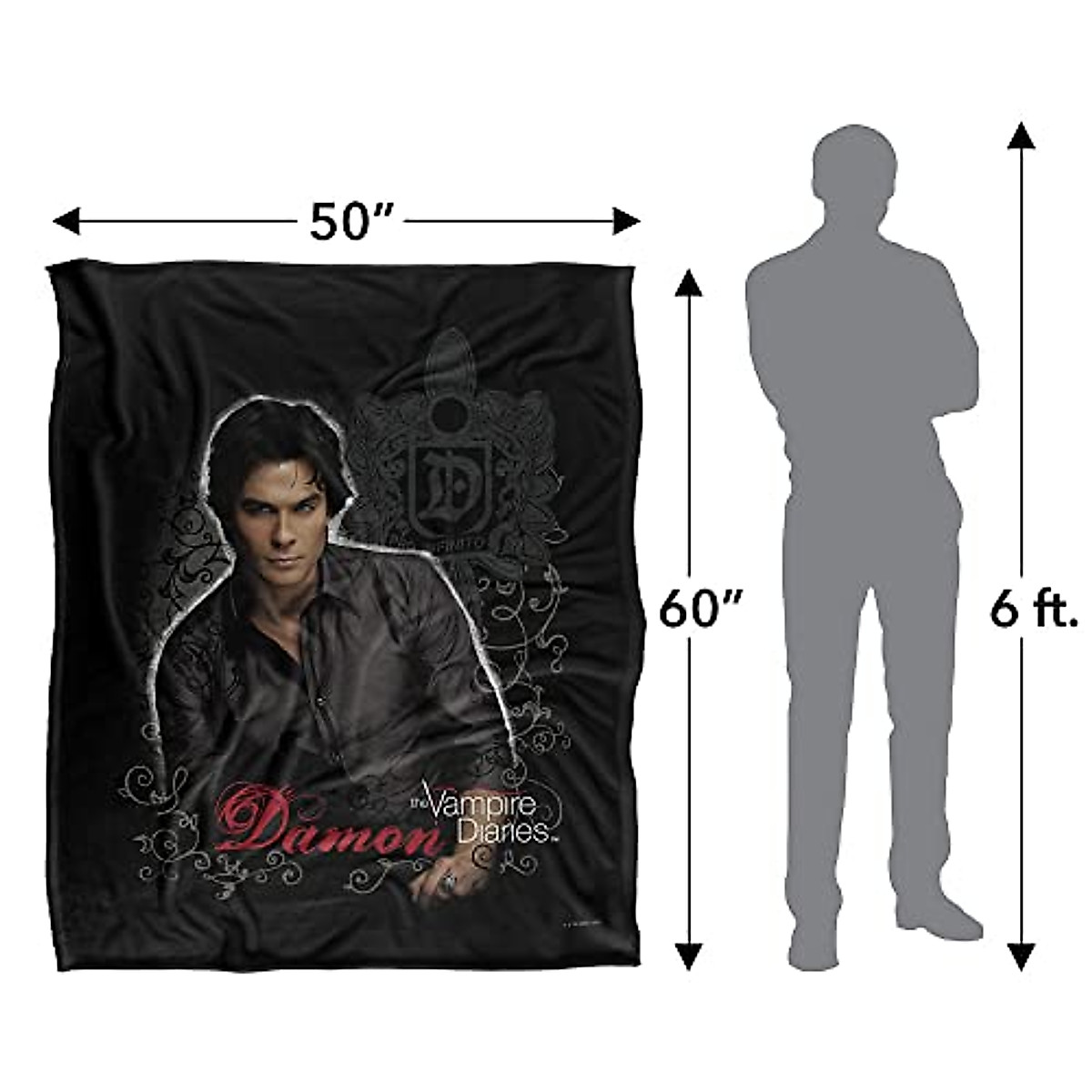 Vampire Diaries Damon Officially Licensed Silky Touch Super Soft Throw Blanket 50" x 60"