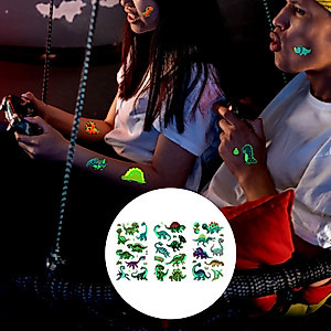 SAVITA 20 Sheets Kids Temporary Tattoos, Luminous Dinosaur Tattoo Stickers Waterproof Cartoon Fake Tattoos for Kids Toddlers Boys Dinosaur Birthday Party Favors Supplies