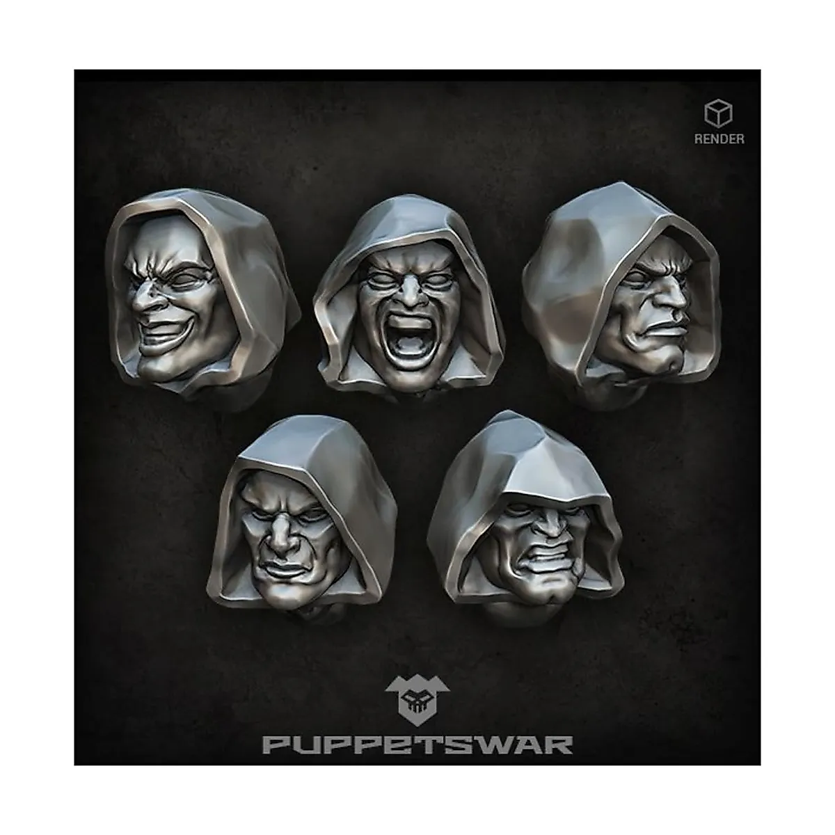 Puppetswar Green Stuff World for Models & Miniatures Hooded Heads S208