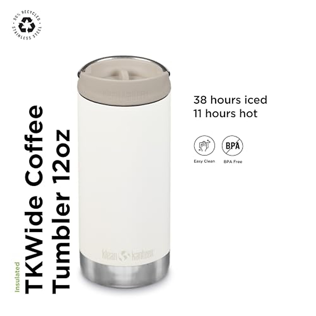 Klean Kanteen 12oz TKWide Insulated Water Bottle with Twist Cap - Tofu