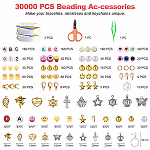 Redtwo 30000 Pcs Clay Beads Bracelet Making Kit, 9 Boxes 192 Colors Friendship Bracelet Kit Flat Polymer Heishi Beads for Jewelry Making, Crafts Gift for Girls Ages 6-12 (Clay Beads 30000)