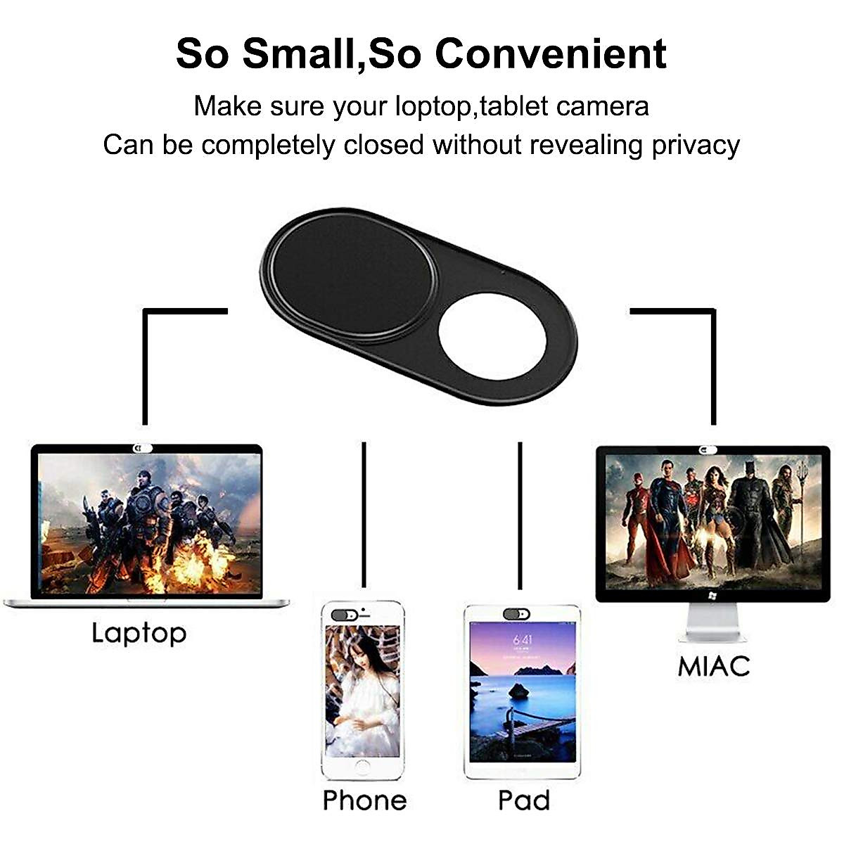 Stock Ultra Thin Metal Aluminum Webcam Security Cover Sticker for Laptop, Desktop, PC, Macboook Pro, iMac, Mac Mini, Computer, Smartphone, Protecting Your Privacy Security (Black)